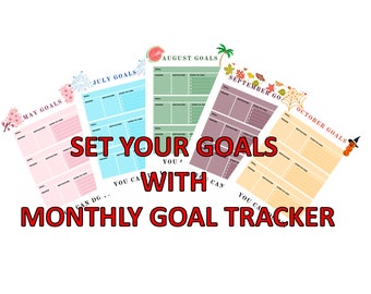 Goal Tracker Set Printable Template Goal Planner Insert Monthly Goals ...
