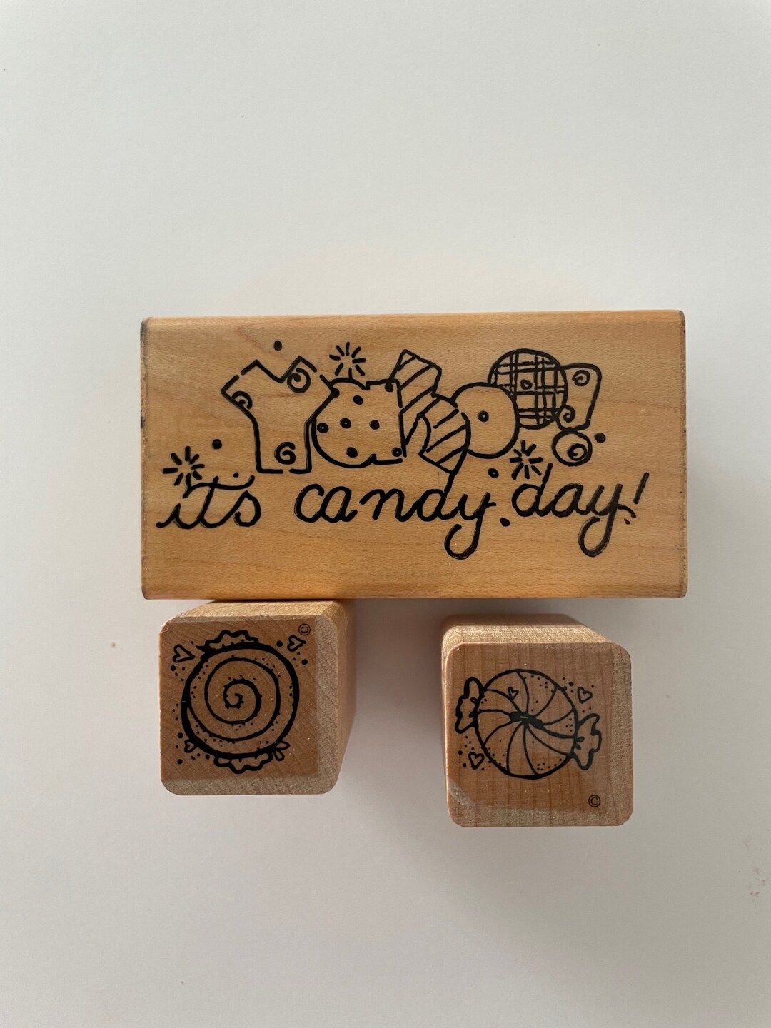 3 Candy Rubber Wood Mount Stamps - Etsy