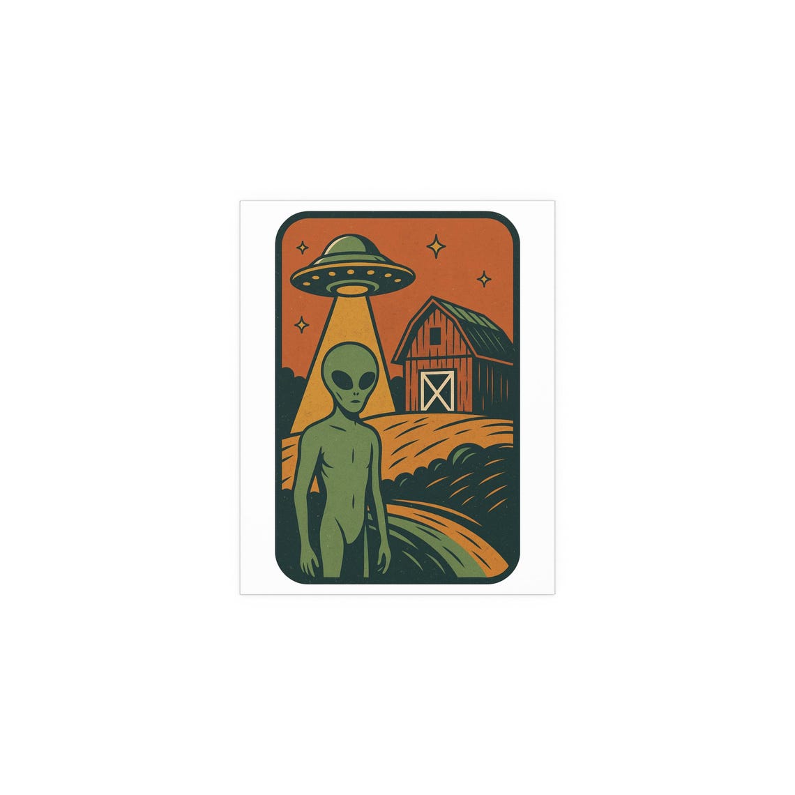 Alien Encounter Silk Poster, Retro UFO Decor, Wall Art for Home, Living ...