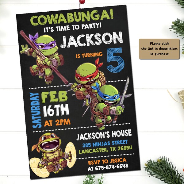 Printed Teenage Mutant Ninja Turtle Invitation - Etsy