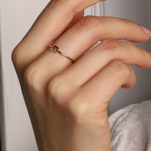 Minimalist 14K Gold Music Note Ring With Tiny Accents, Unique Designer ...