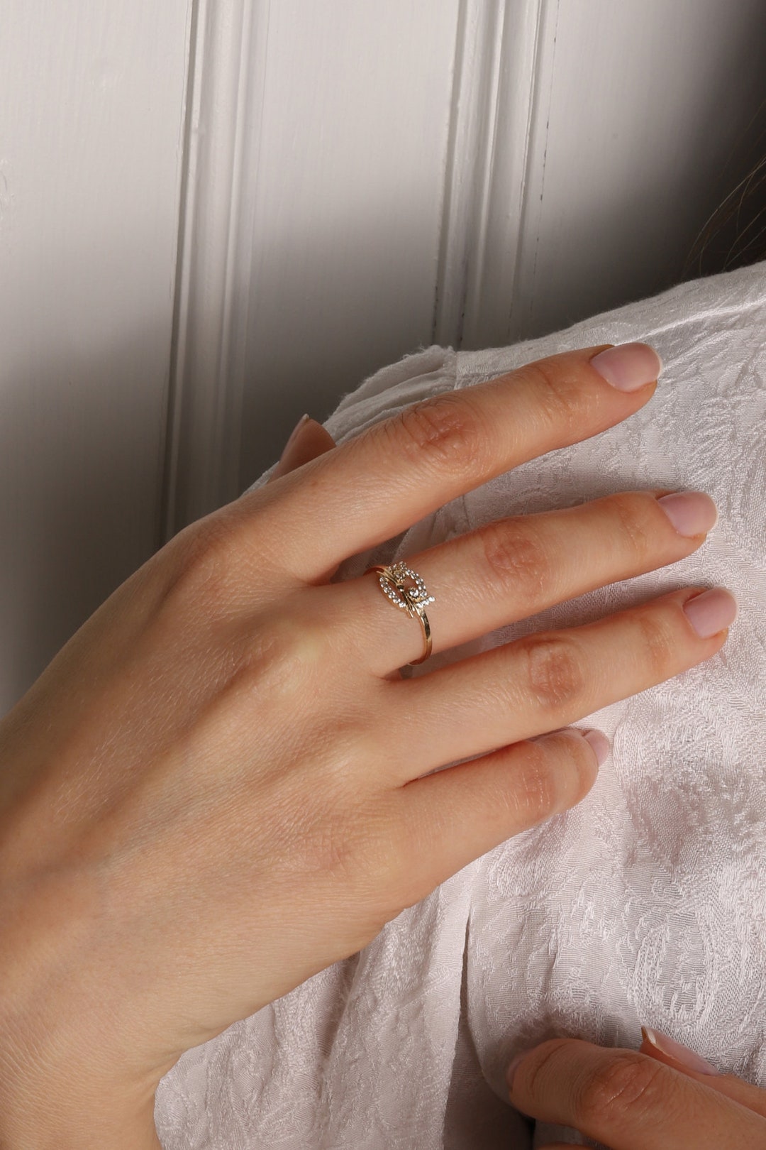 Charming 14K Gold Cat Ring With Diamond Accents, Unique Feline-inspired ...