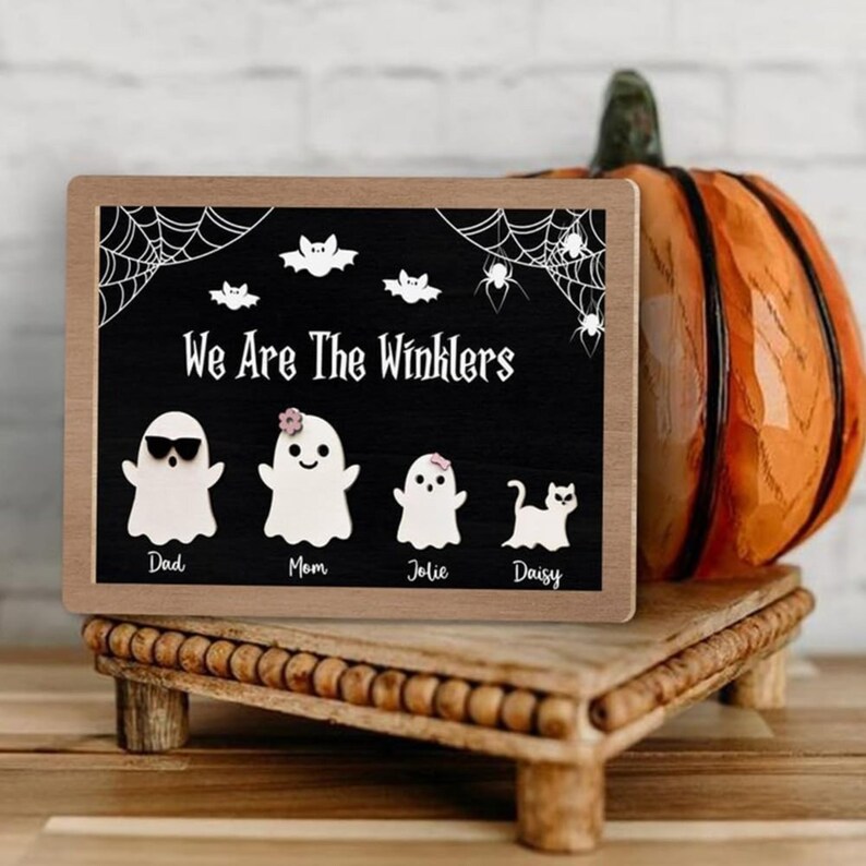 Halloween Family Sign, Personalized Halloween Sign, Ghost Family ...