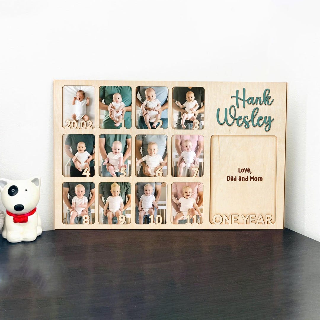 Custom My First Year One Year of Photo Board Wooden Milestone Board 1st ...