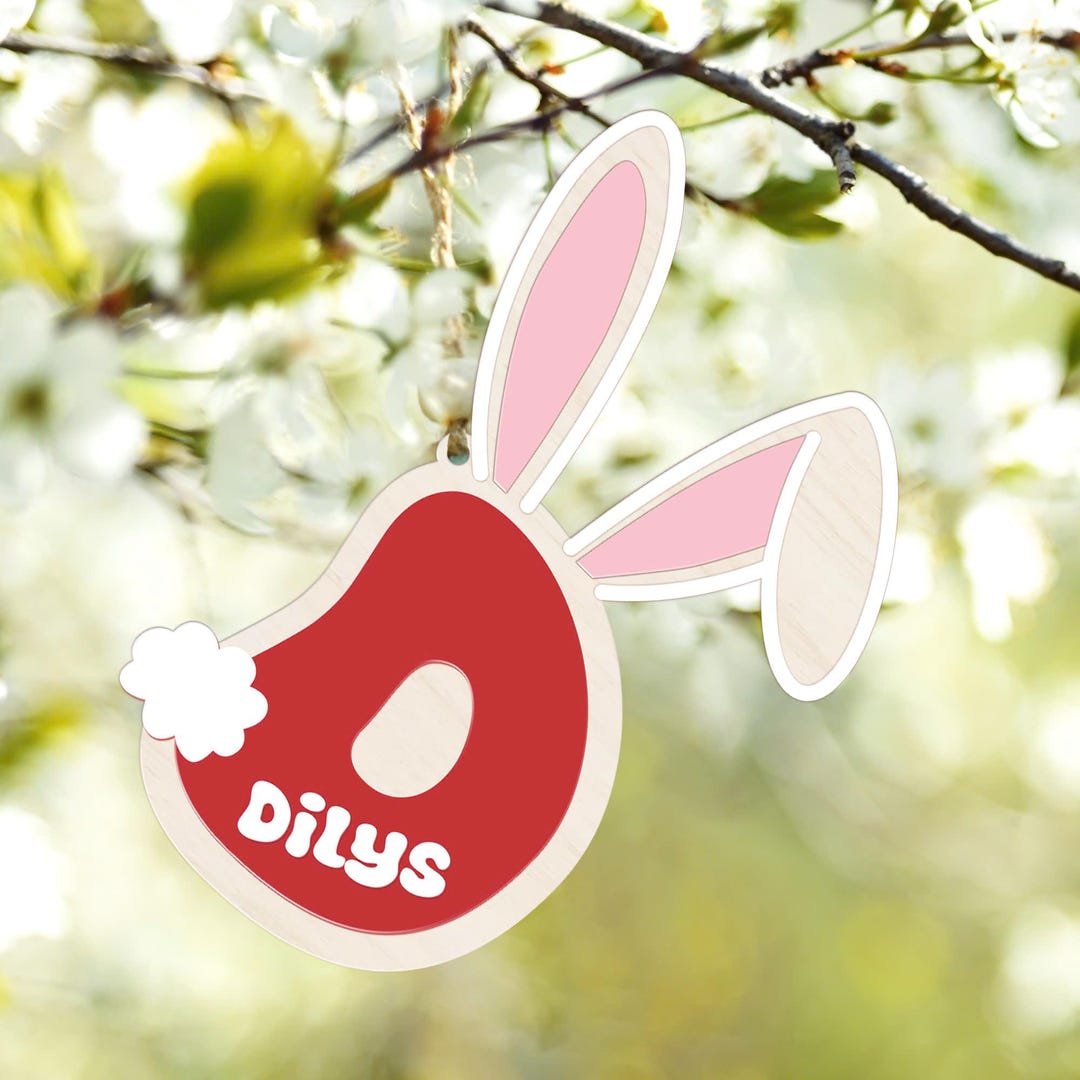Personalized Easter Bunny Name Tag, Custom 3D Wooden Letter Tag, Spring ...