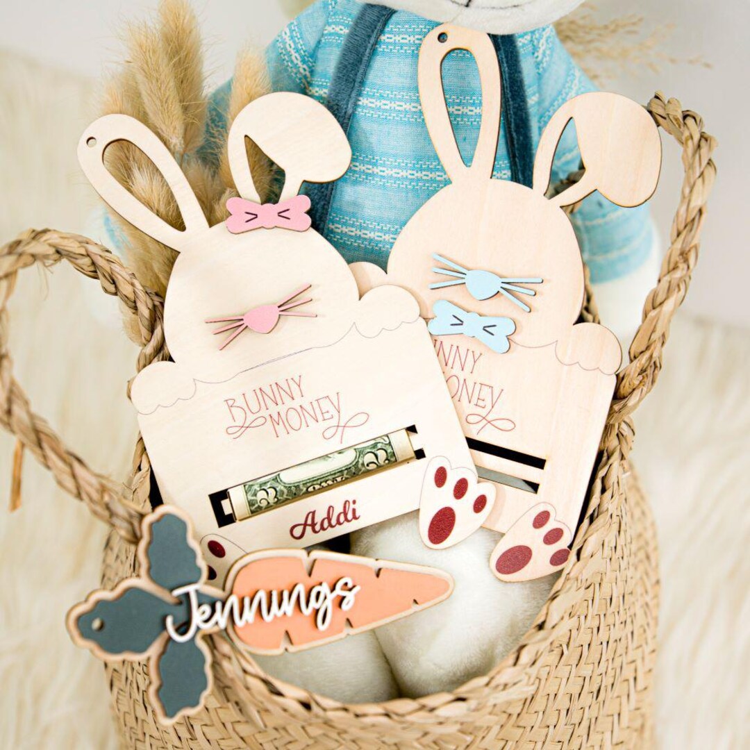 Custom Easter Bunny Money Holder, Bunny Money Holder, Easter Basket Tag ...