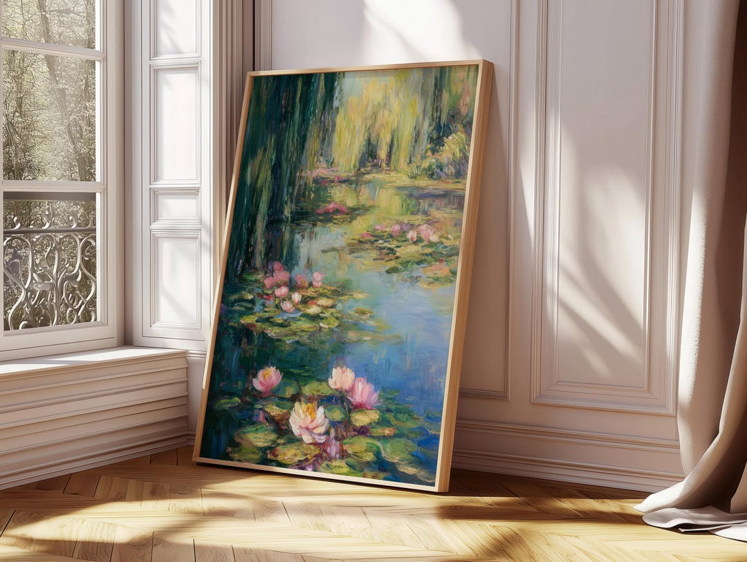 Monet Water Lilies Print | Impressionist Pond Landscape (digital ...