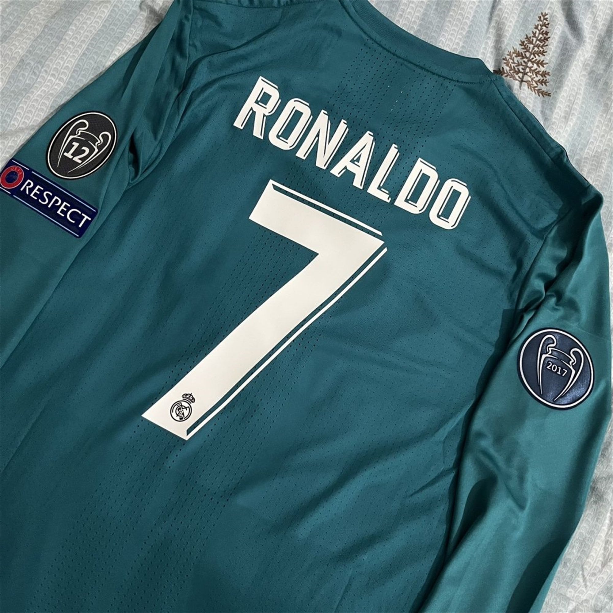 Customized Ronaldo 7 Long-sleeved Teal Blue Jersey Real - Etsy Australia