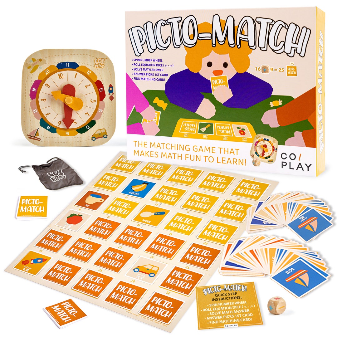Picto-match Board Game: Math & Vocabulary Matching Game for Kids - Etsy