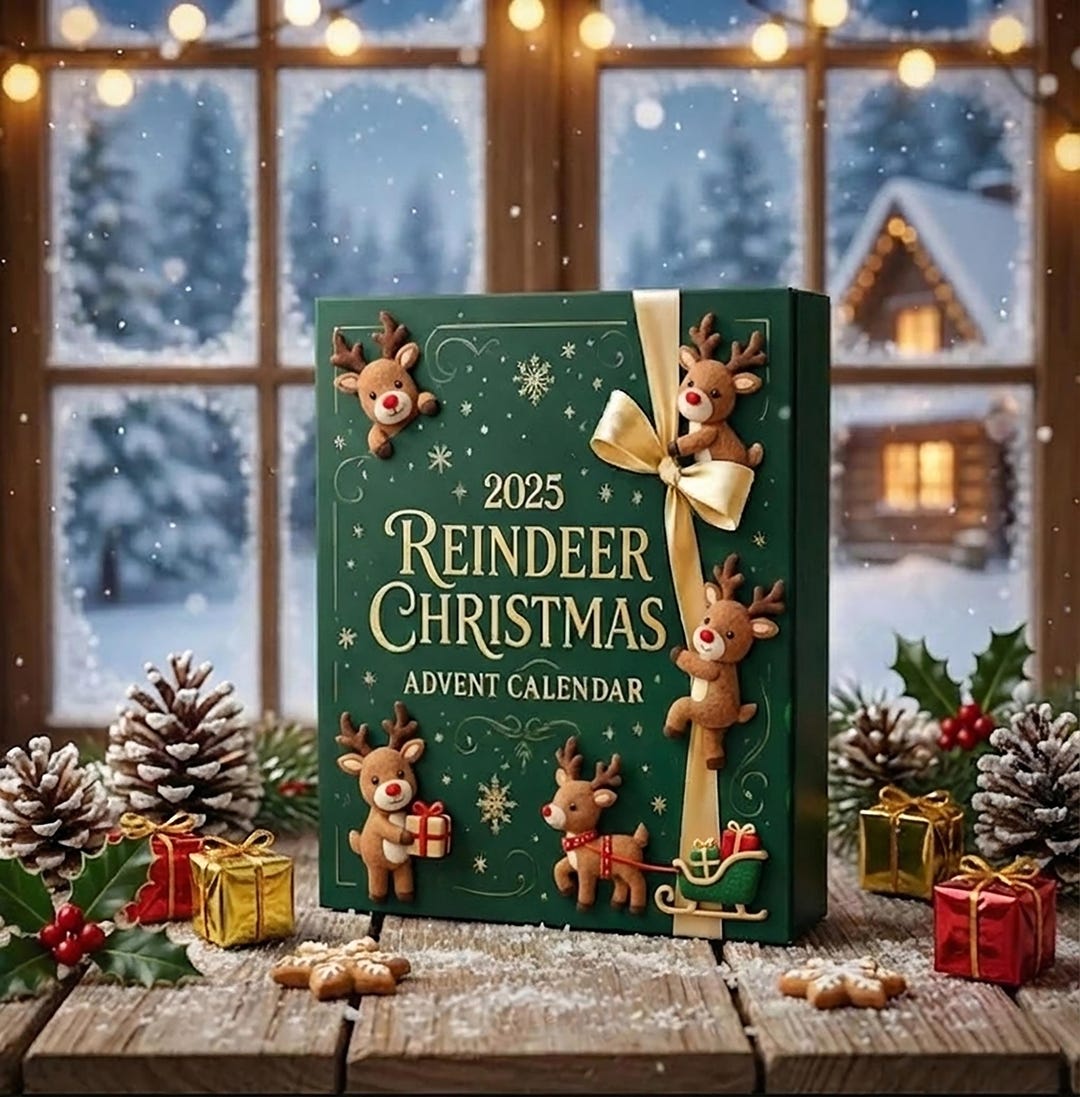 Reindeer Christmas Advent Calendar 2025, Cute Reindeer Holiday ...