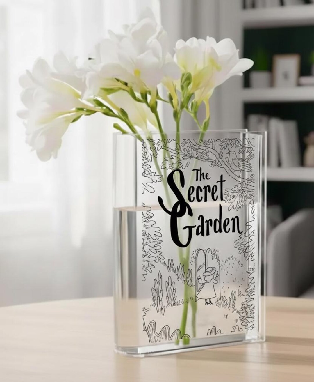 The Secret Garden Book Vase With Flowers, Literary Flower Vase, Vintage ...
