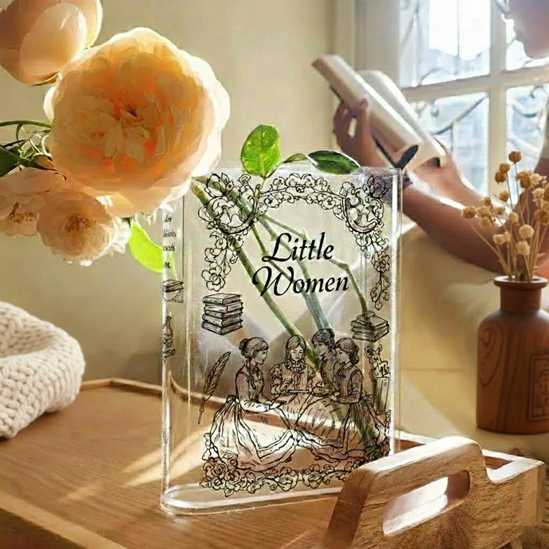 Little Women Acrylic Book Vase, Literary Flower Vase Decor, Classic ...