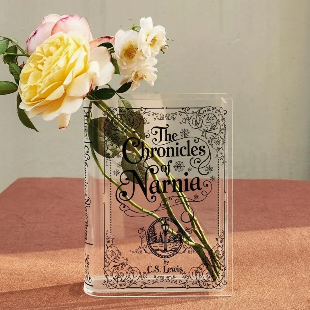 Enchanted Forest Acrylic Book Vase, Fantasy Literary Vase Decor ...