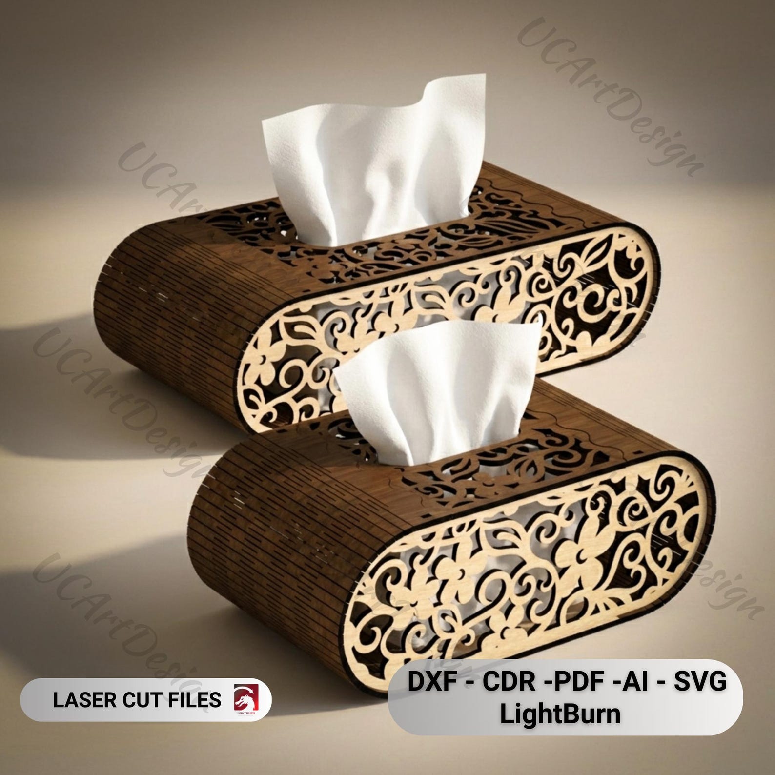 Floral Laser Cut Tissue Box Svg,living Hinge Napkin Dispenser,glowforge ...