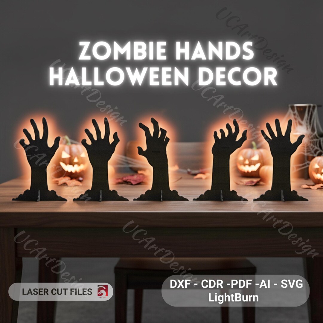 Zombie Hand Wooden Candle Holder SVG: Halloween Tealight Lantern ...