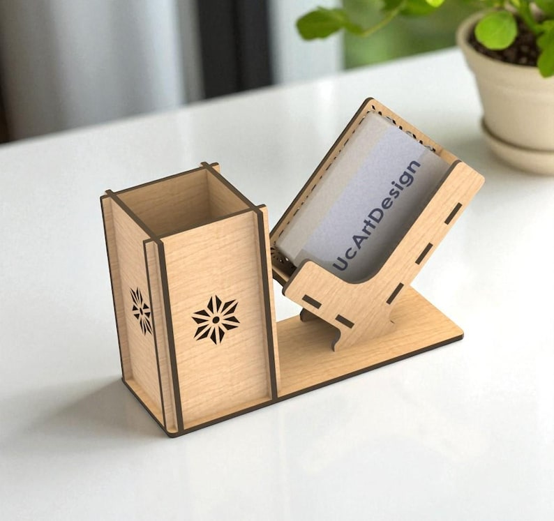 Laser Cut Desk Organizer SVG Files - 3D Pencil & Pen Holder With ...