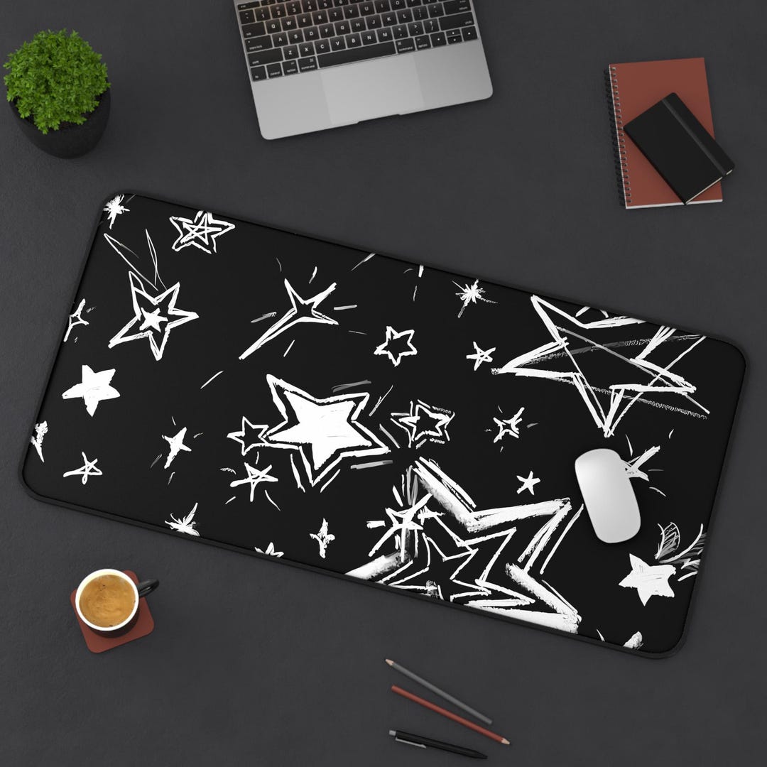 Star Y2K Mousepad Black and White | Aesthetic Desk Mat | Retro Y2K Desk ...
