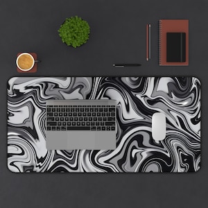 Black and White Wavy Pattern Mousepad | Line Mousepad | Gaming Mousepad ...