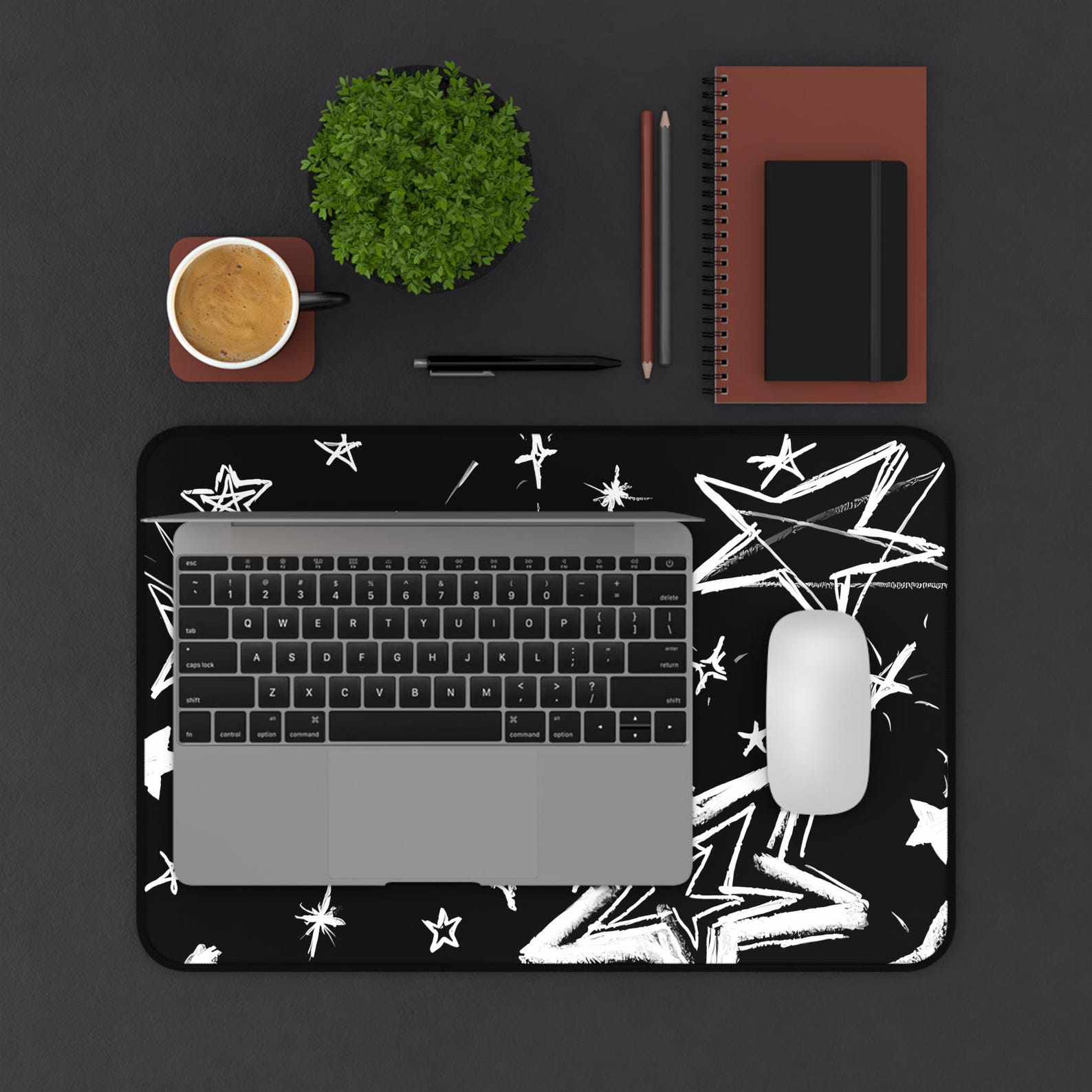 Star Y2K Mousepad Black and White | Aesthetic Desk Mat | Retro Y2K Desk ...