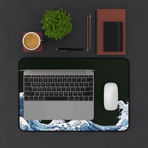 Ocean Wave Mouse Pad | Aesthetic Desk Mat | Gaming Mousepad | Blue ...