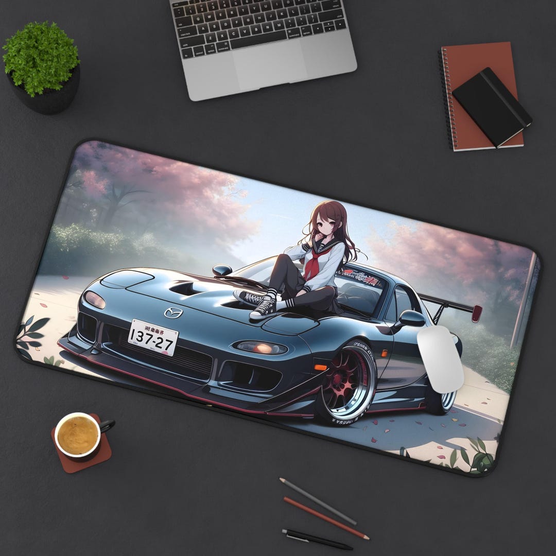 Mazda RX7 Desk Mat | JDM Car Girl Mousepad |anime Ahegao Desk Pad ...