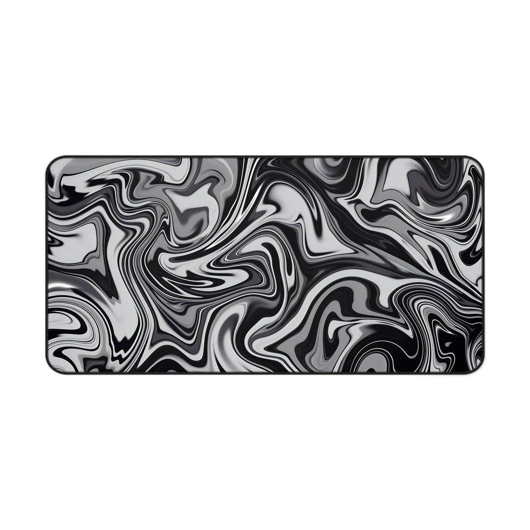 Black and White Wavy Pattern Mousepad | Line Mousepad | Gaming Mousepad ...
