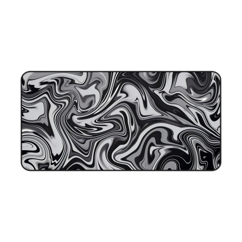 Black and White Wavy Pattern Mousepad Line Mousepad Gaming Mousepad Trendy Pad Office Deskmat ...