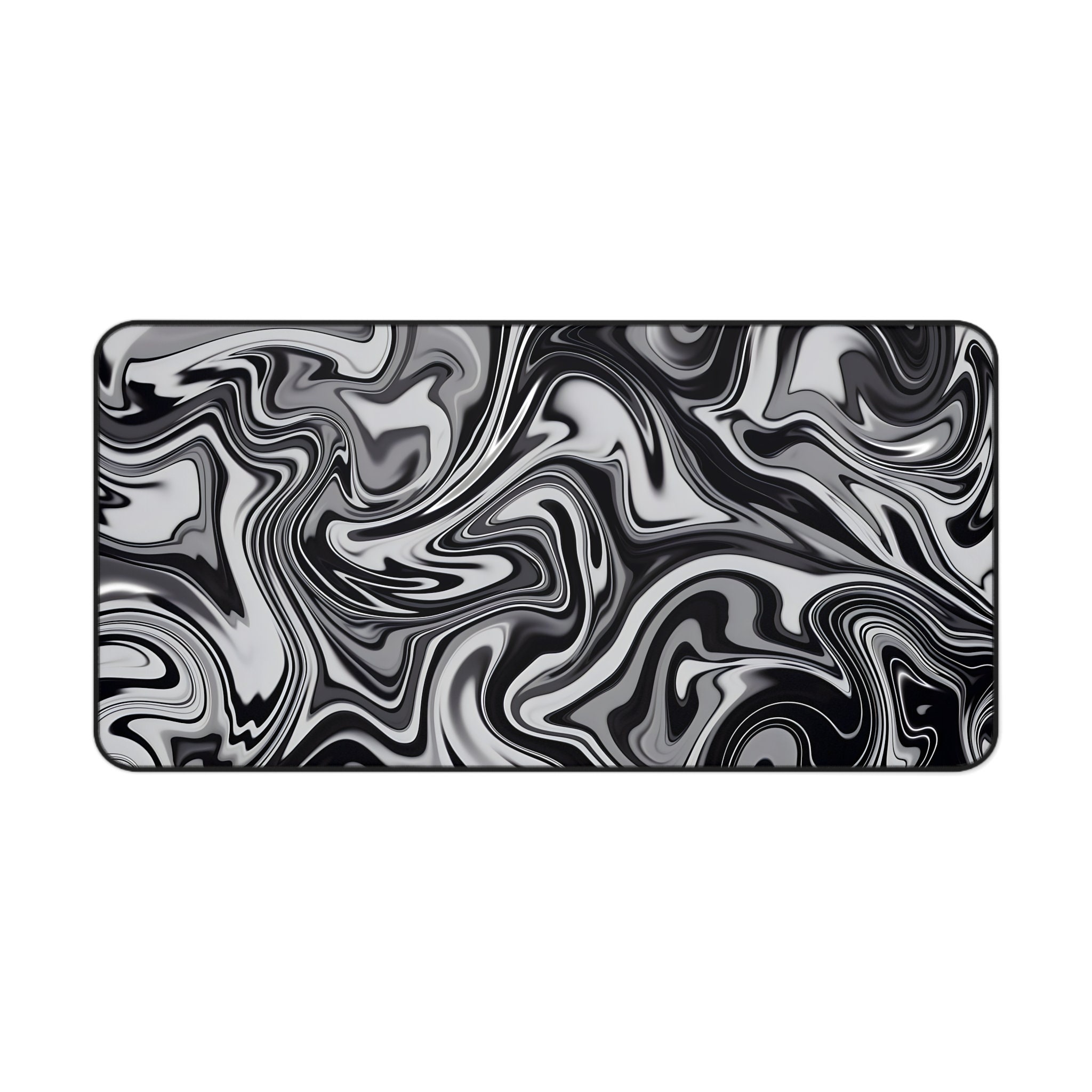 Black and White Wavy Pattern Mousepad Line Mousepad Gaming Mousepad ...