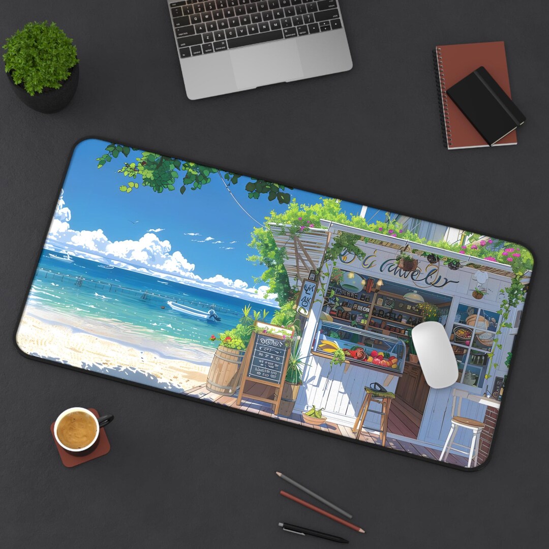 Beach Scenery Mousepad | Coastal Desk Mat | Non-slip Base | Smooth ...