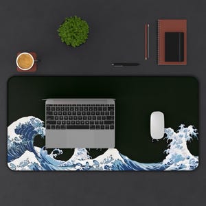 Ocean Wave Mouse Pad | Aesthetic Desk Mat | Gaming Mousepad | Blue ...