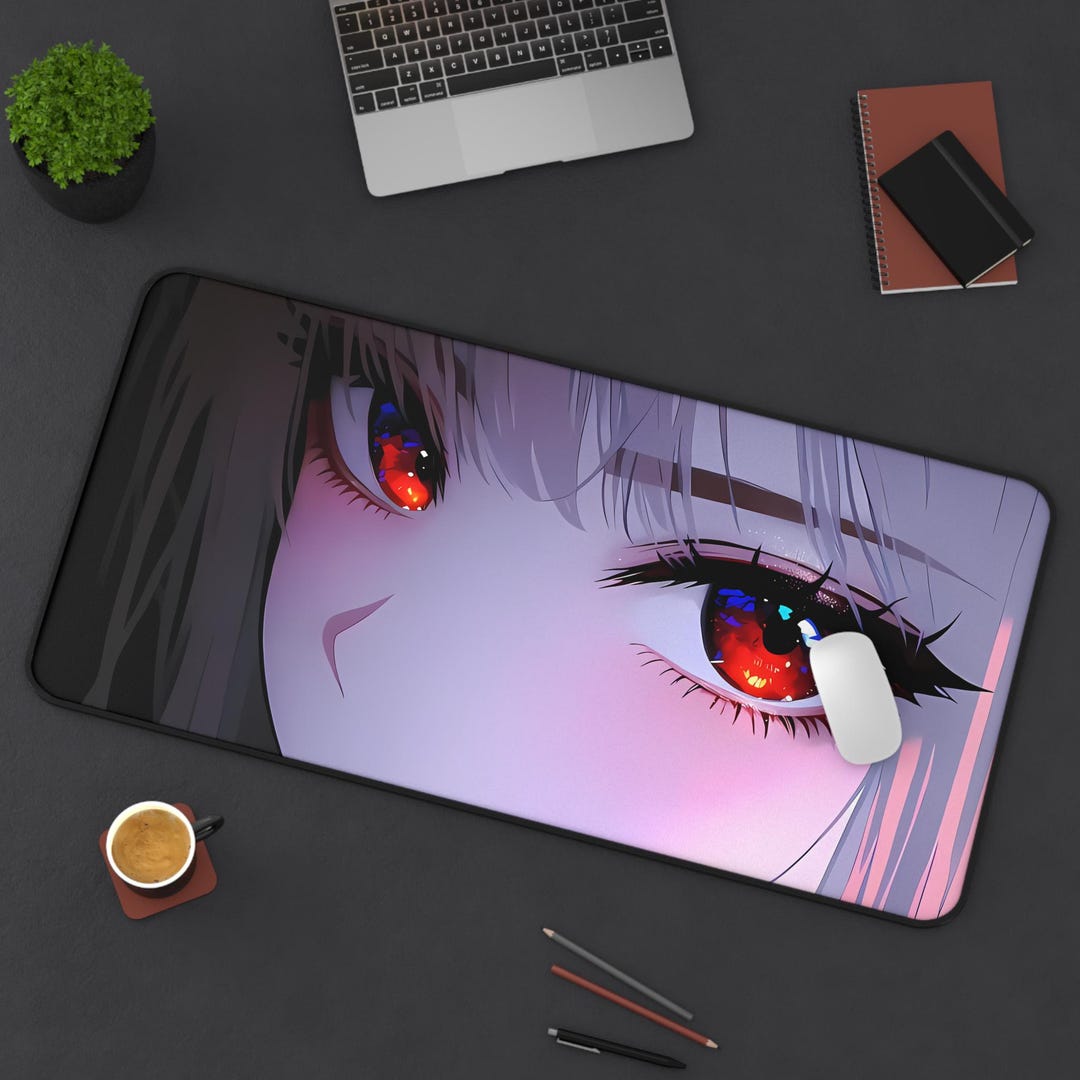 Cute Anime Girl Eye Mousepad | Waifu Desk Mat | Kawaii Gaming Mouse Pad ...