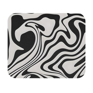 Black and White Wavy Pattern Mousepad | Line Mousepad | Gaming Mousepad ...