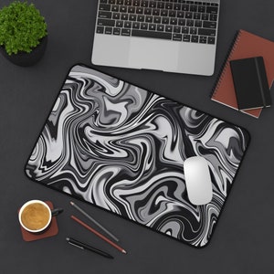 Black and White Wavy Pattern Mousepad | Line Mousepad | Gaming Mousepad ...