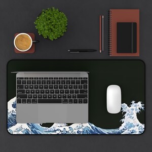 Ocean Wave Mouse Pad | Aesthetic Desk Mat | Gaming Mousepad | Blue ...