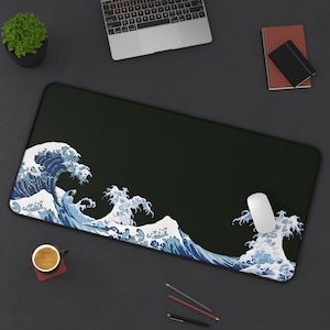 Ocean Wave Mouse Pad | Aesthetic Desk Mat | Gaming Mousepad | Blue ...