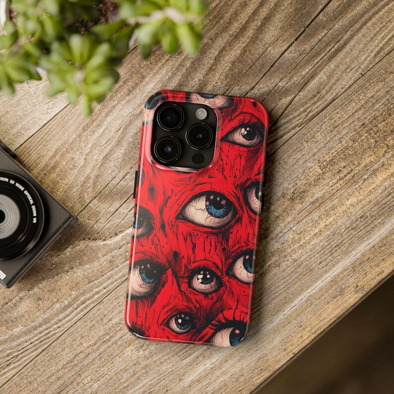 Dark Y2K Eyes Phone Case | Red Aesthetic Cover | Glossy Art | Scary ...