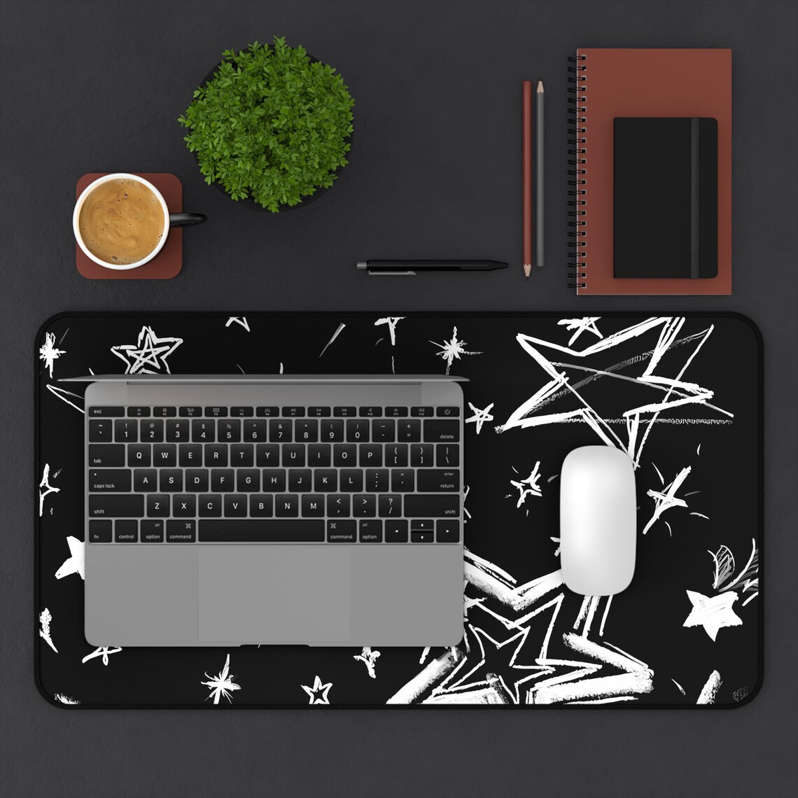 Star Y2K Mousepad Black and White | Aesthetic Desk Mat | Retro Y2K Desk ...