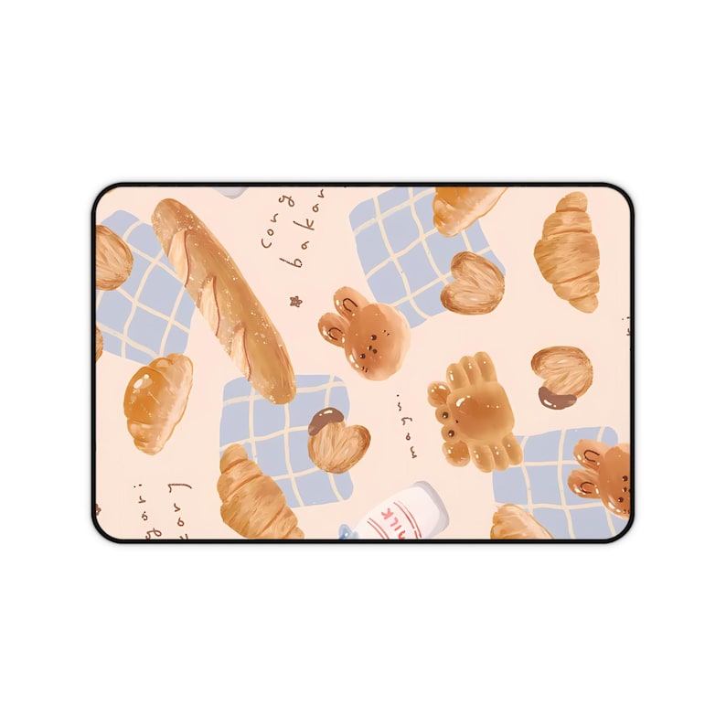 French Bread Baking Deskmat | Cute Kawaii Gaming Mousepad | Aesthetic ...