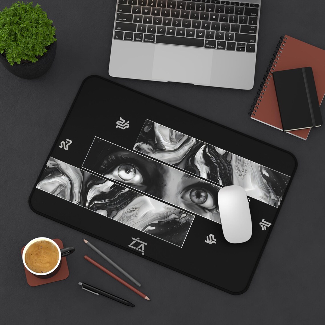 Y2K Eyes Collage Sad Lonely Lofi Mousepad | Retro Aesthetic Desk Mat ...