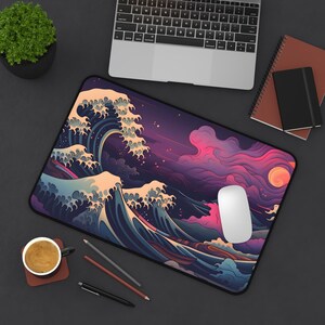 Japan Wave Girl Mousepad | Unique Desk Decor | Smooth Durable Surface ...