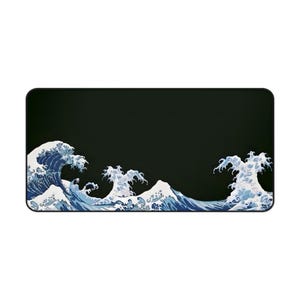 Ocean Wave Mouse Pad | Aesthetic Desk Mat | Gaming Mousepad | Blue ...