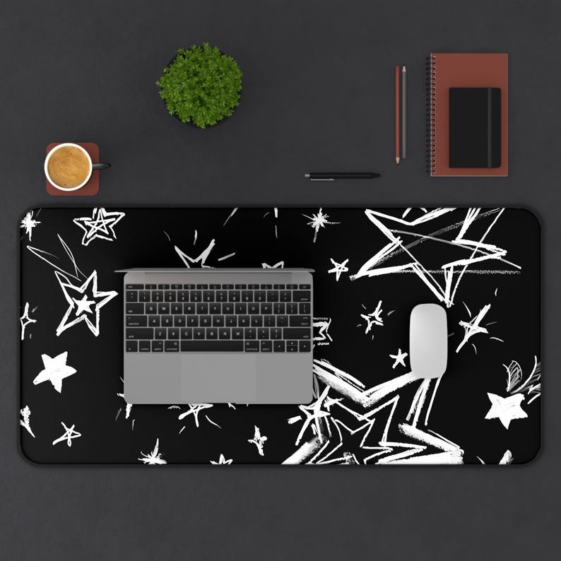 Star Y2K Mousepad Black and White | Aesthetic Desk Mat | Retro Y2K Desk ...