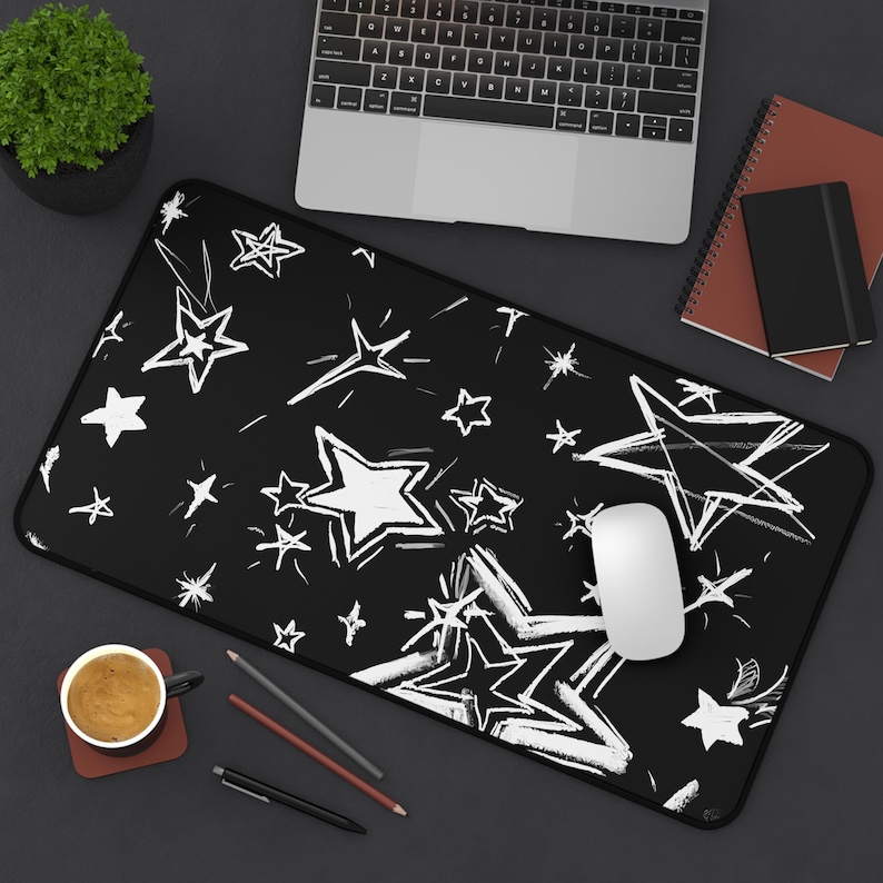 Star Y2K Mousepad Black and White | Aesthetic Desk Mat | Retro Y2K Desk ...