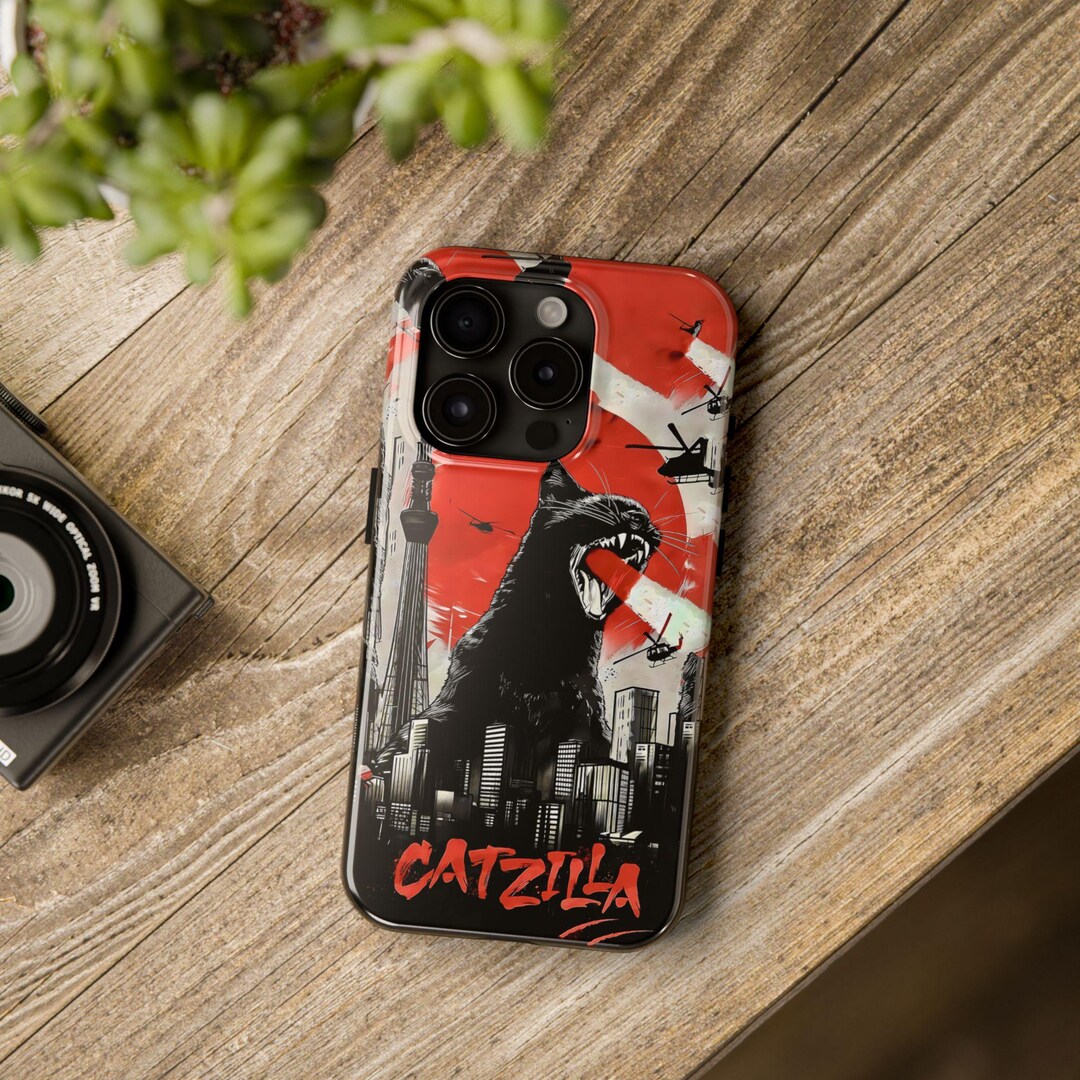 Catzilla iPhone Case | Cute Black Cat Phone Cover | Kaiju Cat Case ...