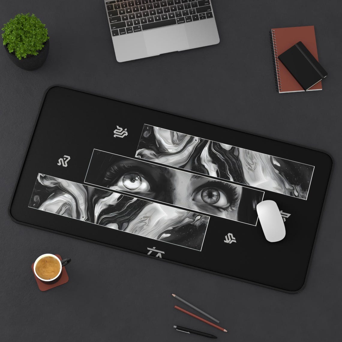 Y2K Eyes Collage Sad Lonely Lofi Mousepad | Retro Aesthetic Desk Mat ...