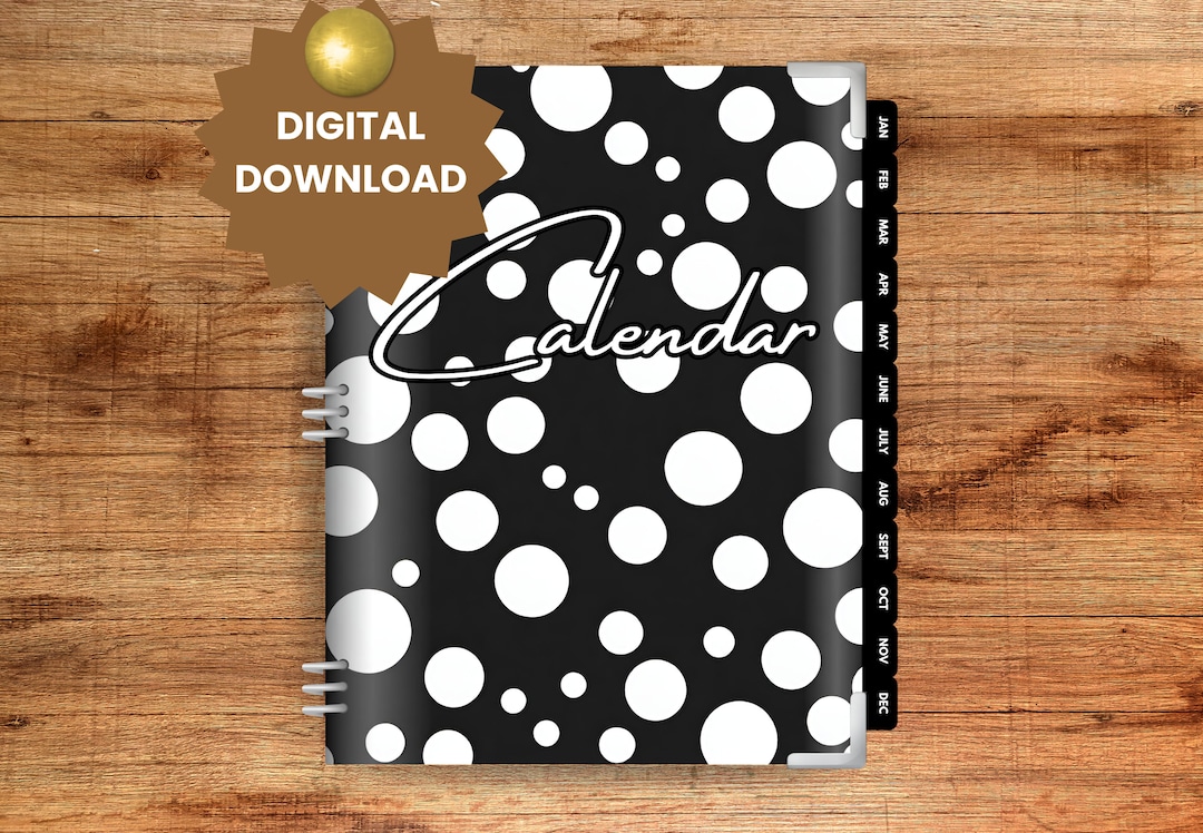 I Love Poka Dots 12 Month Undated Digital Calendar Hyperlinked Planner ...