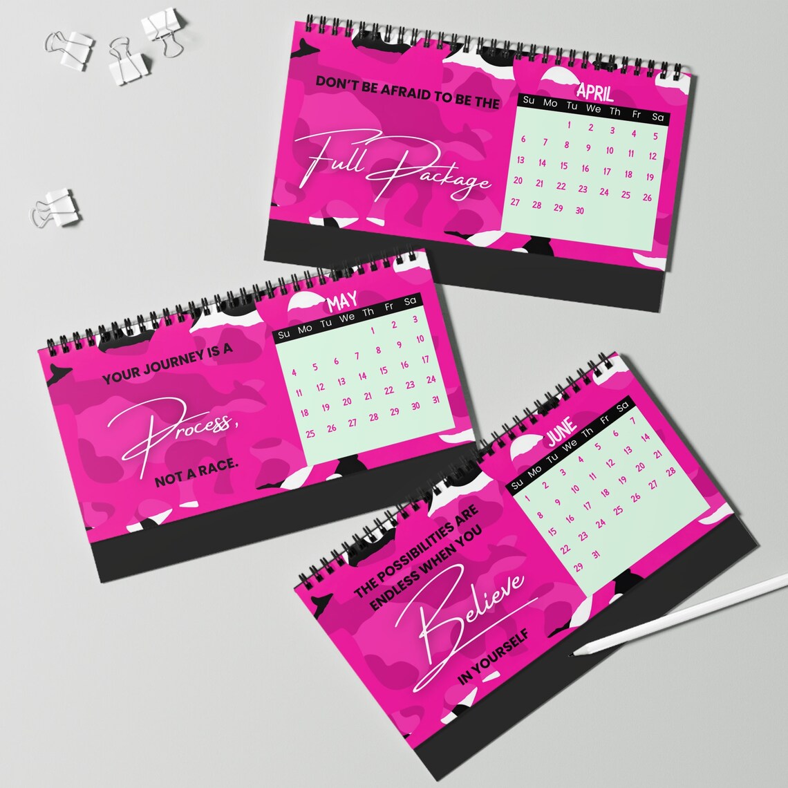 Pink Cow Print Mini Desktop Calendar - Etsy