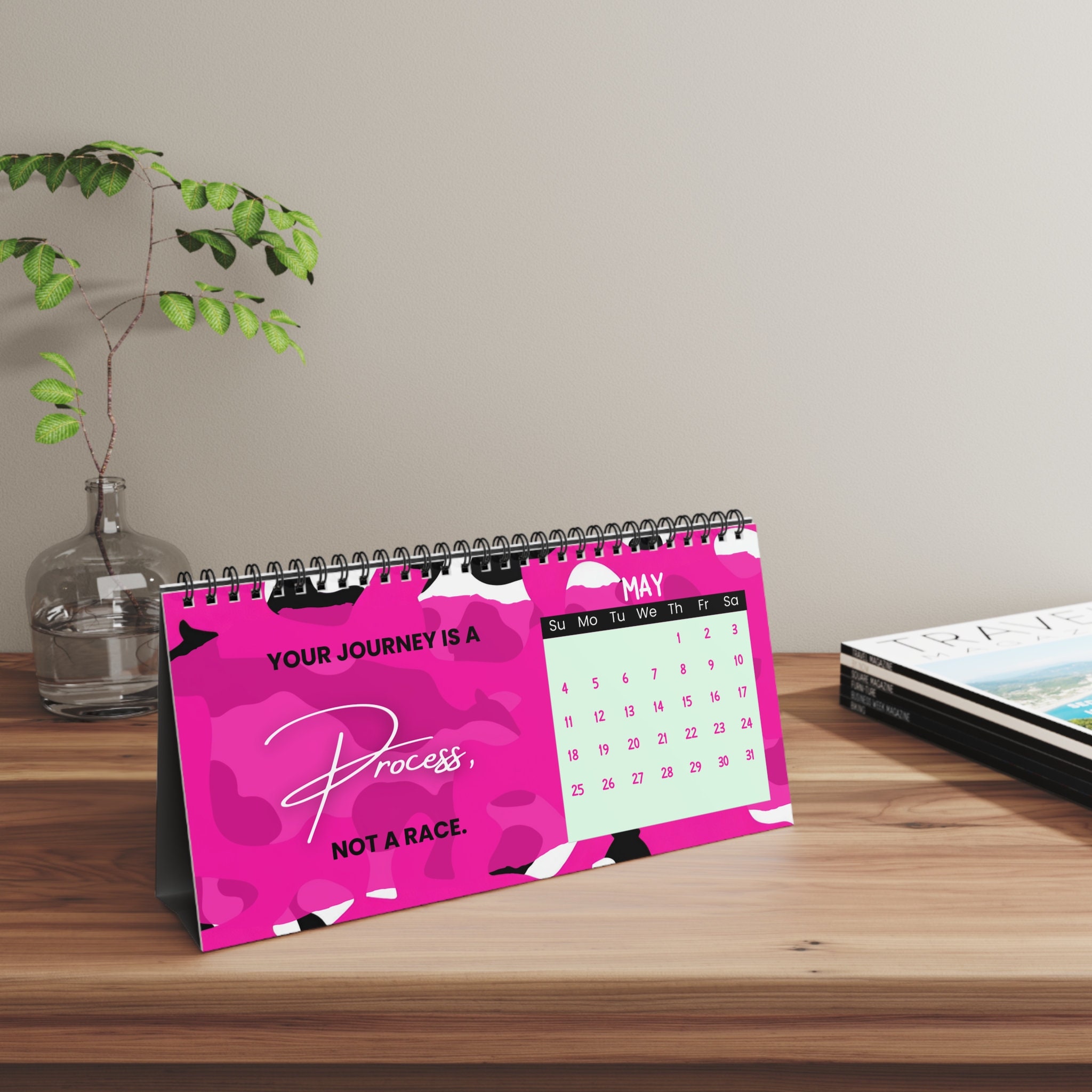 Pink Cow Print Mini Desktop Calendar - Etsy