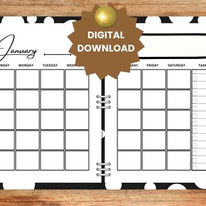 I Love Poka Dots 12 Month Undated Digital Calendar Hyperlinked Planner ...