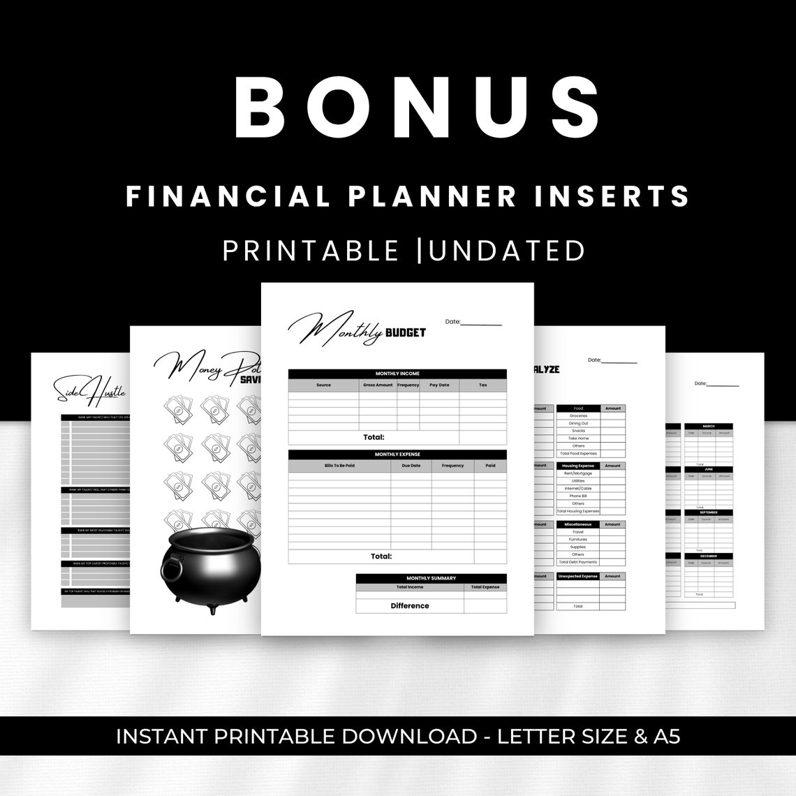 I Love Poka Dots 12 Month Undated Digital Calendar Hyperlinked Planner ...